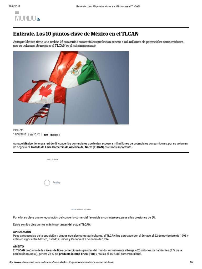 TLCAN 10 Puntos Mas Importantes | PDF | Tratado de Libre Comercio ...
