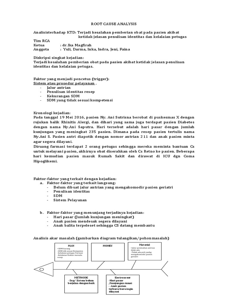 Contoh Form Fmea Dan Rca | PDF