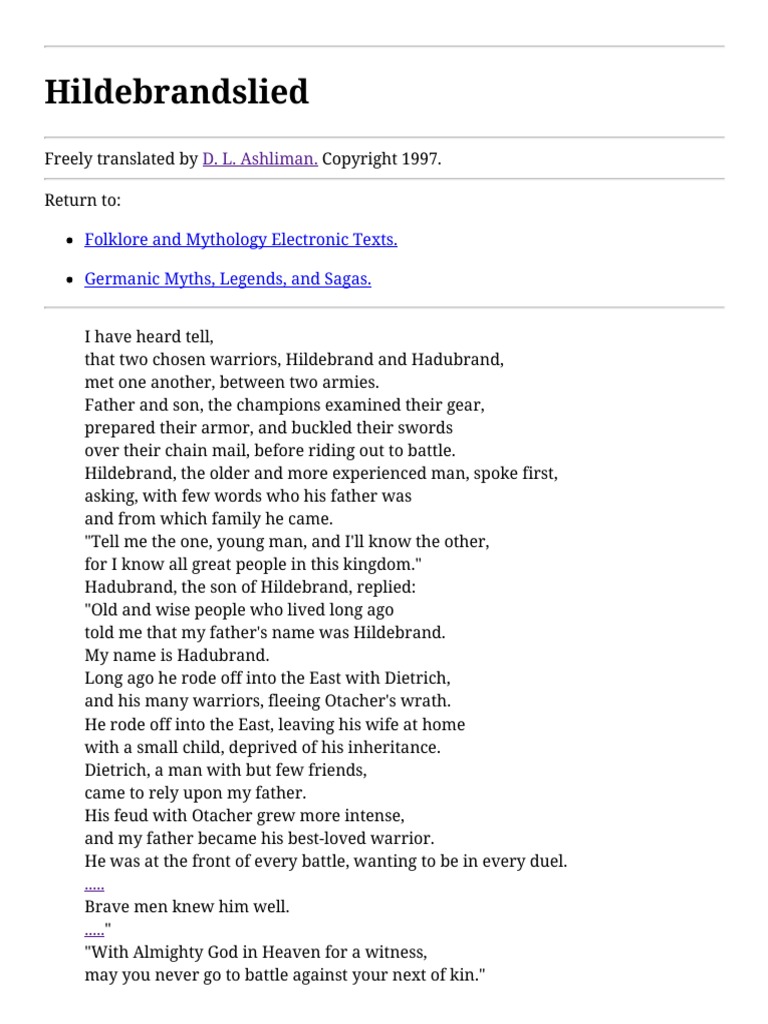 Hildebrandslied PDF | PDF | Poetry