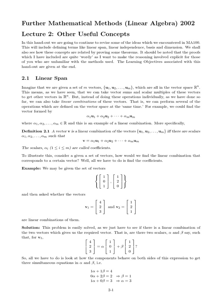 Further Mathematical Methods (Linear Algebra) 2002 Lecture 2: Other ...