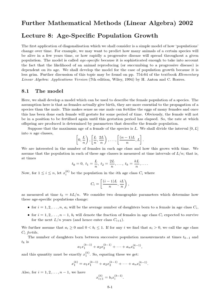 Further Mathematical Methods (Linear Algebra) 2002 Lecture 8: Age ...