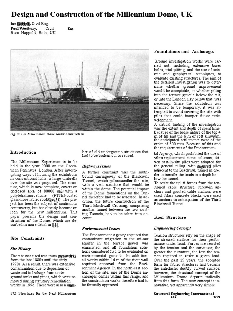 Design and Structure of the Millennium Dome | PDF | Dome | Building ...