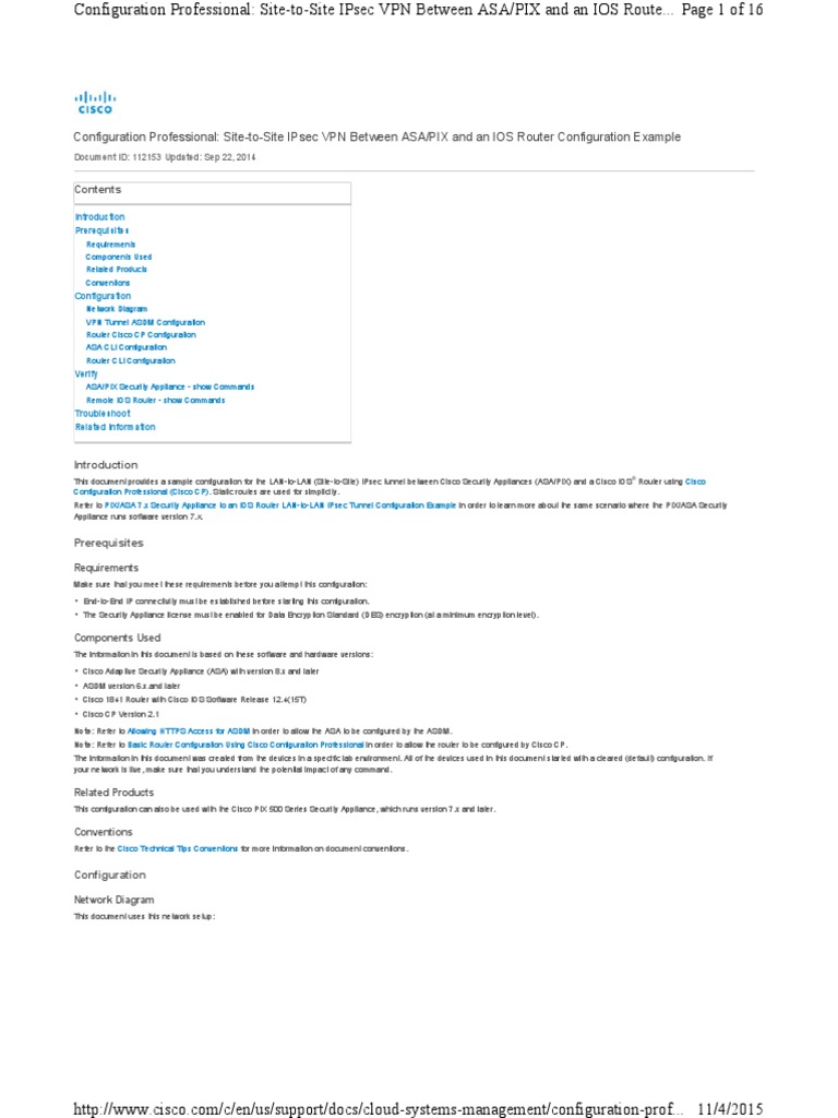 IPsec VPN Example Cisco ASA To Router | PDF | Virtual Private Network | Router (Computing)