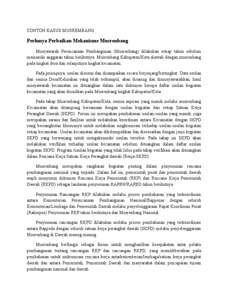 Contoh Kasus Musrembang | PDF