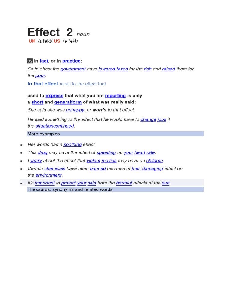 Understanding the Multiple Meanings and Uses of the Word 'Effect' in ...