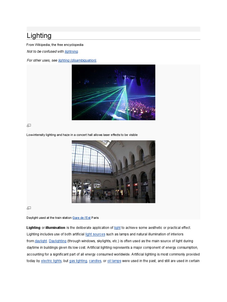 Lighting: Not To Be Confused With - For Other Uses, See | PDF | Compact ...
