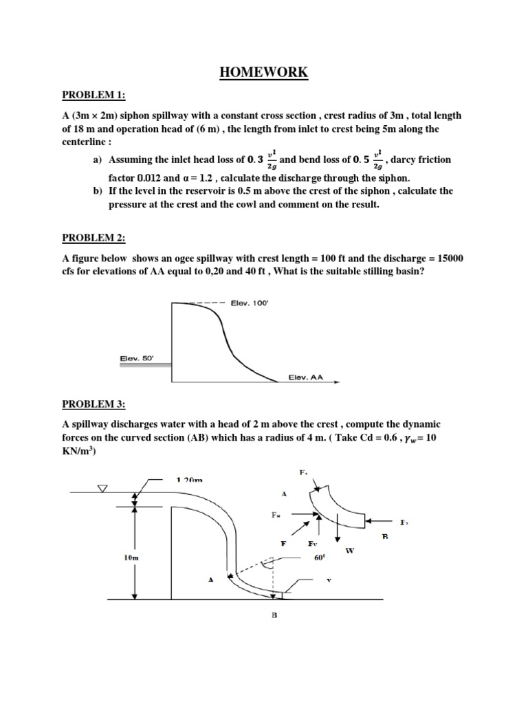 Homework - Structures | PDF | Spillway | Dam