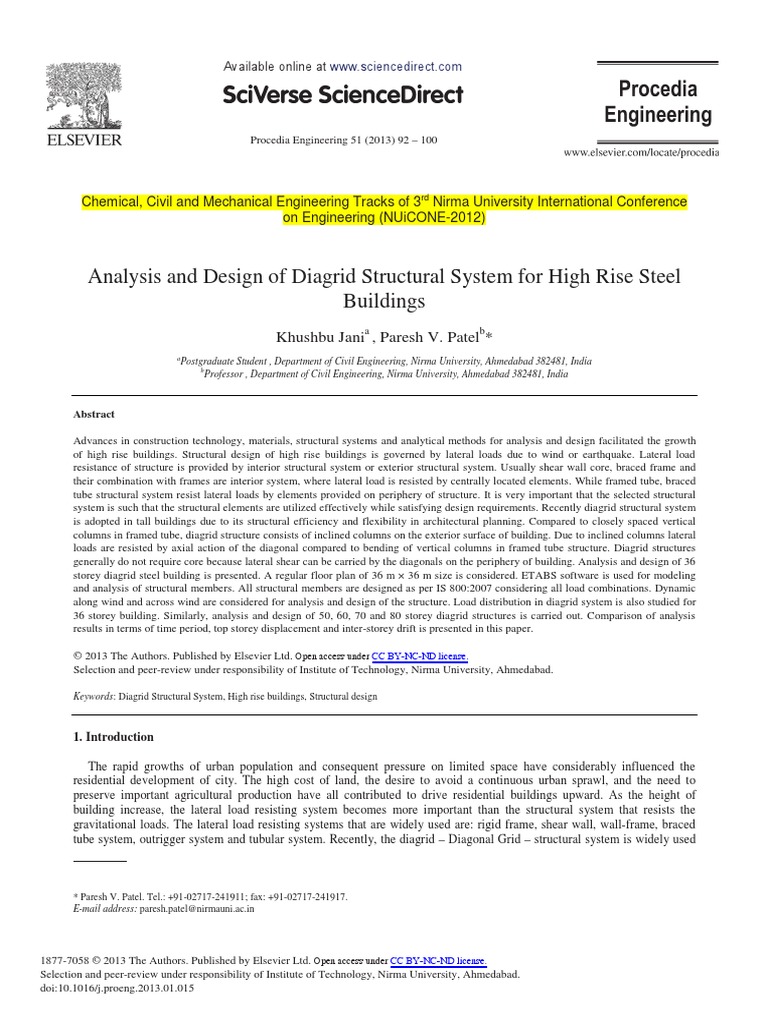 Analysis and Design of Diagrid Structural System For High Rise Steel ...