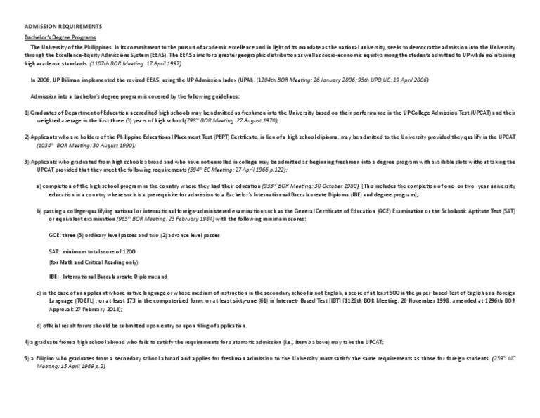UP Admission Requirements | PDF | University And College Admission ...