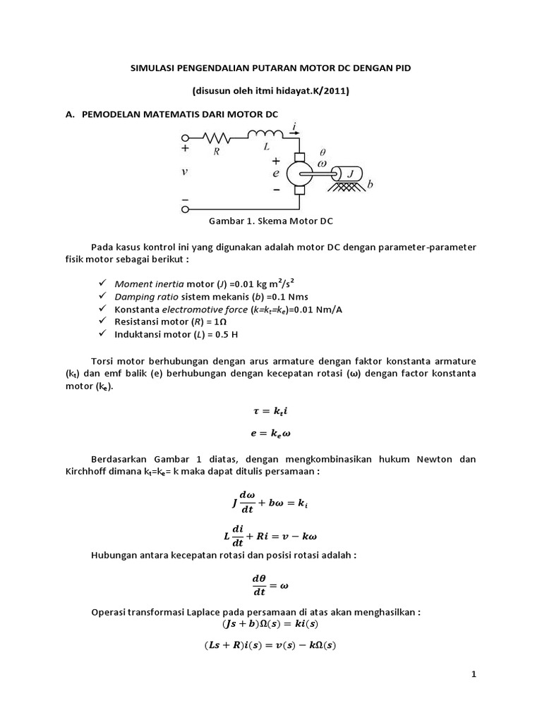 3.contoh Pemodelan Kendali Motor DC | PDF | Metode & Bahan Ajar | Sains ...