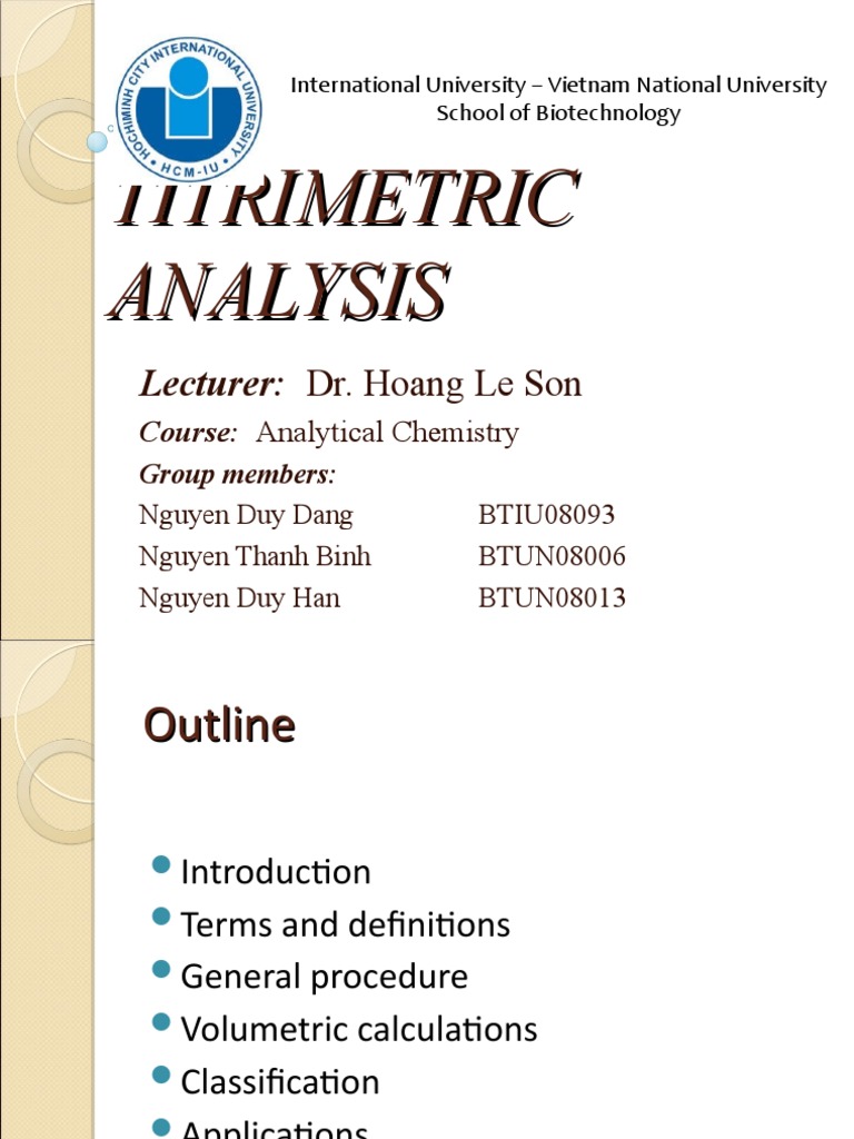 Titrimetric Analysis12 | PDF | Chemistry | Titration