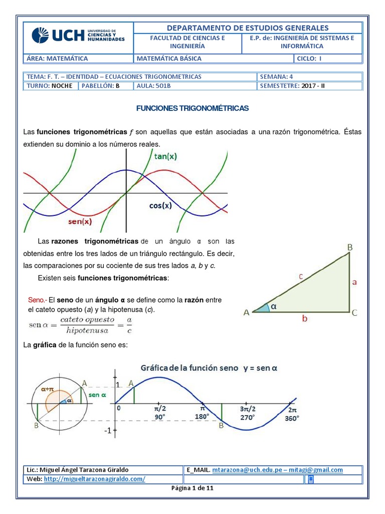 Funciones Trigonometricas | Descargar gratis PDF | Trigonometría | Funciones especiales