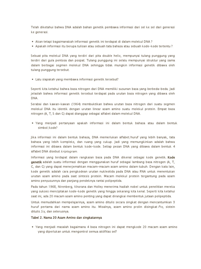 Kode Genetik dan Sintesis Protein | PDF