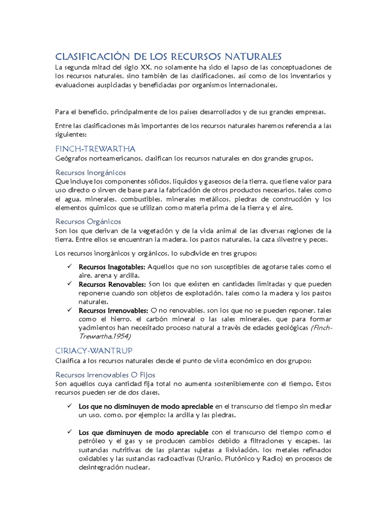 Clasificación de Los Recursos Naturales | PDF | Suelo | Clima