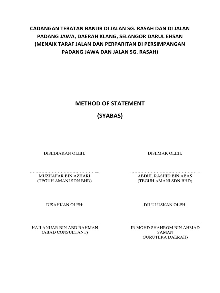 Method Statement Open Trench | PDF | Road Transport | Transport