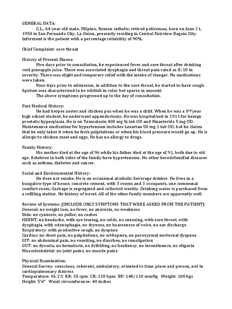 Sample POMR | PDF | Hypertension | Thorax