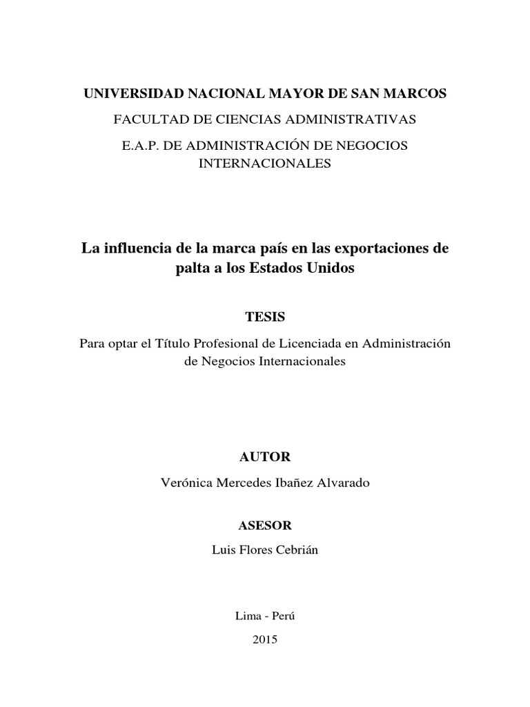 Tesis Unmsm PDF | PDF | Marca | Perú