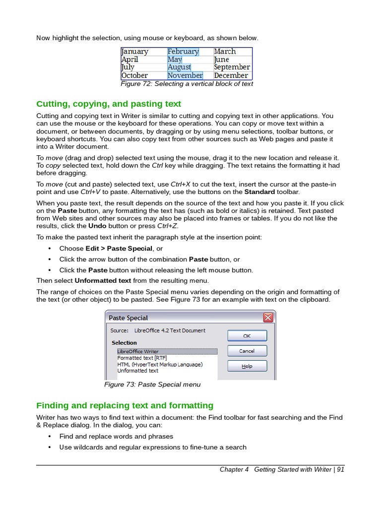 Cutting, Copying, and Pasting Text: Figure 72: Selecting A Vertical ...
