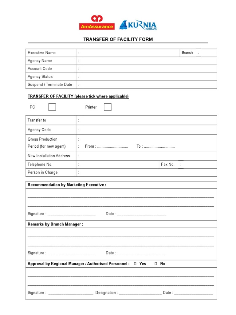 Facility Transfer Form Details | PDF