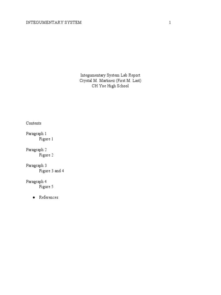 Integumentary System Lab Report 1 Pdf Integumentary System Organ