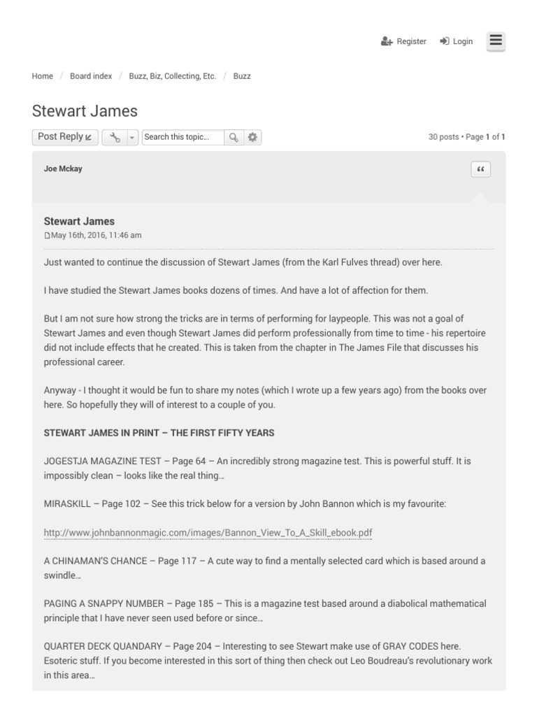 Stewart James - The Genii Forum | PDF | Magic (Illusion) | Gaming And ...