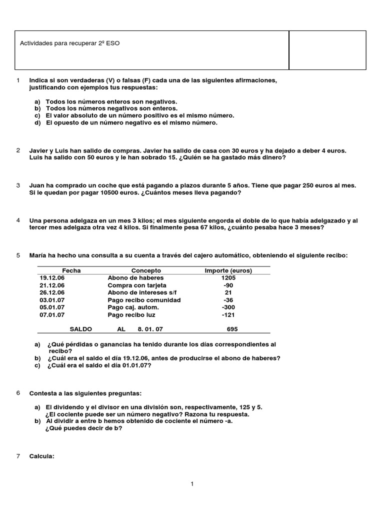 Ejercicios de Matemáticas para 2º ESO | PDF | Triángulo | Función ...