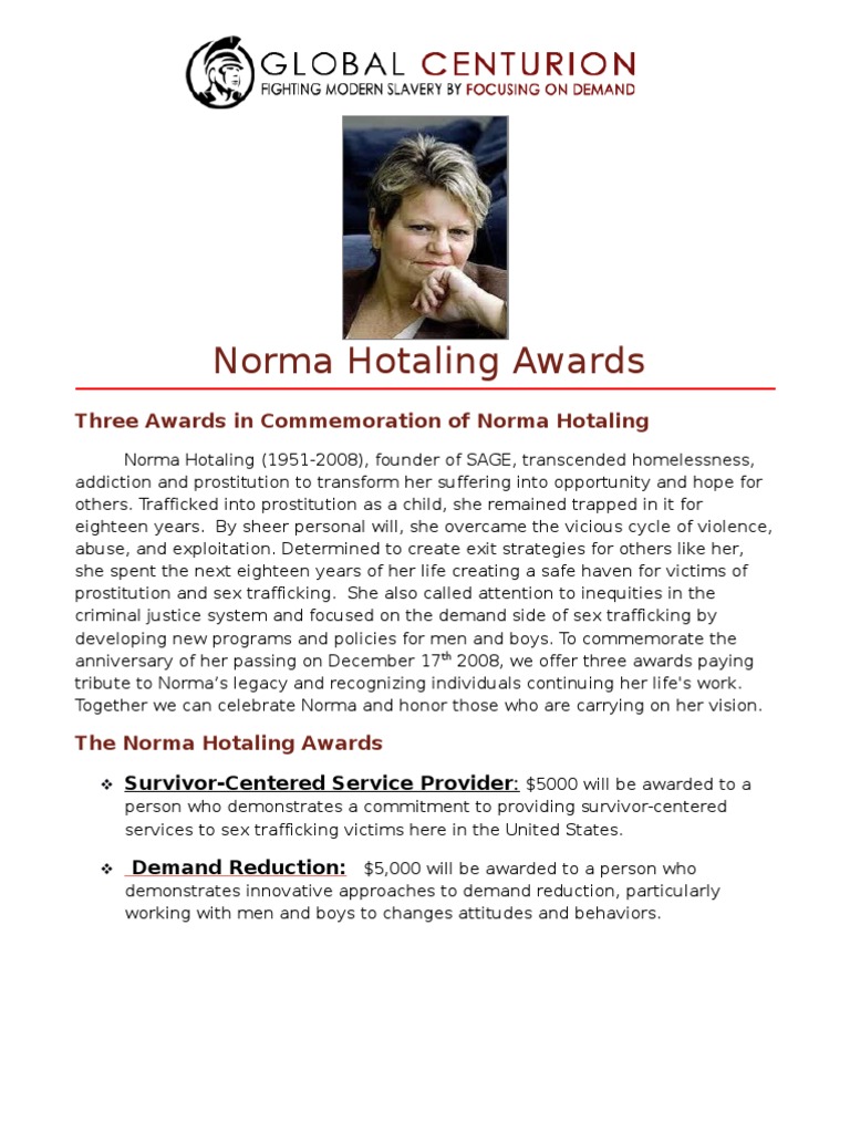 Norma Hotaling Awards Announcement | PDF | Sex Trafficking | Human ...
