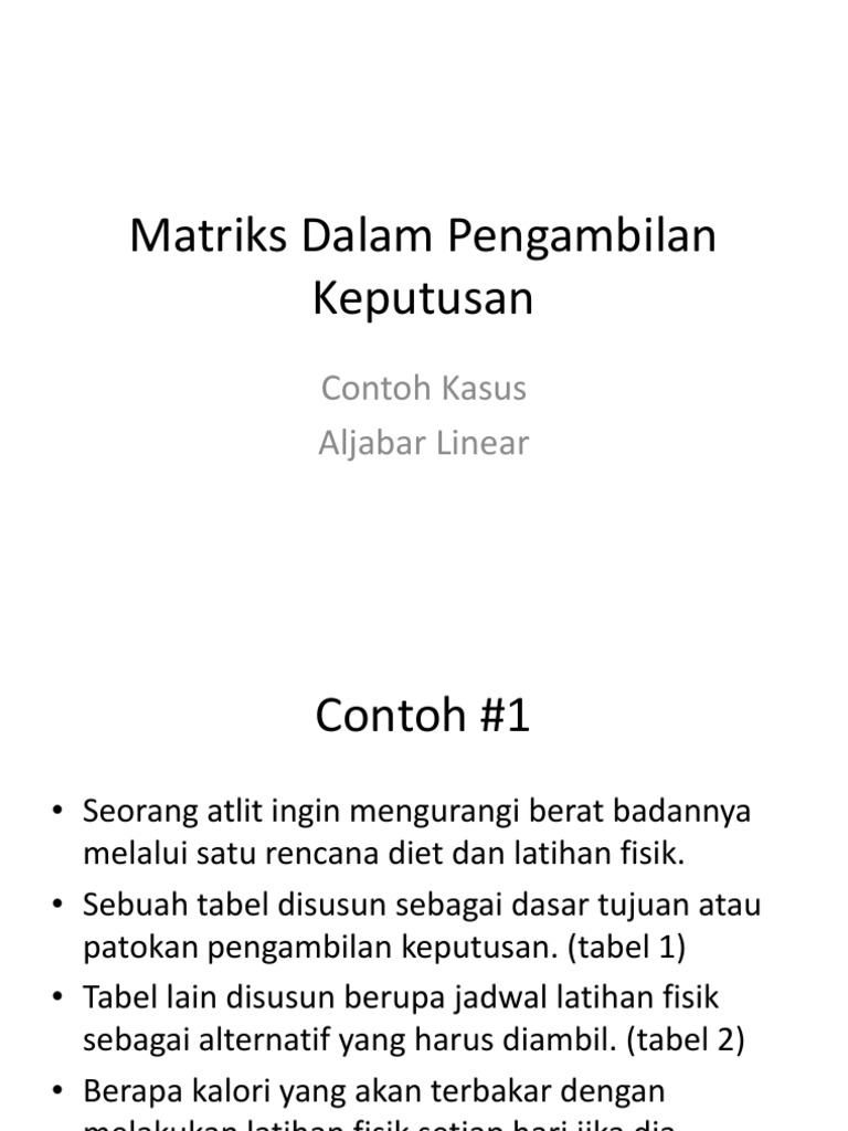 Contoh Kasus Matriks Dalam Pengambilan Keputusan | PDF