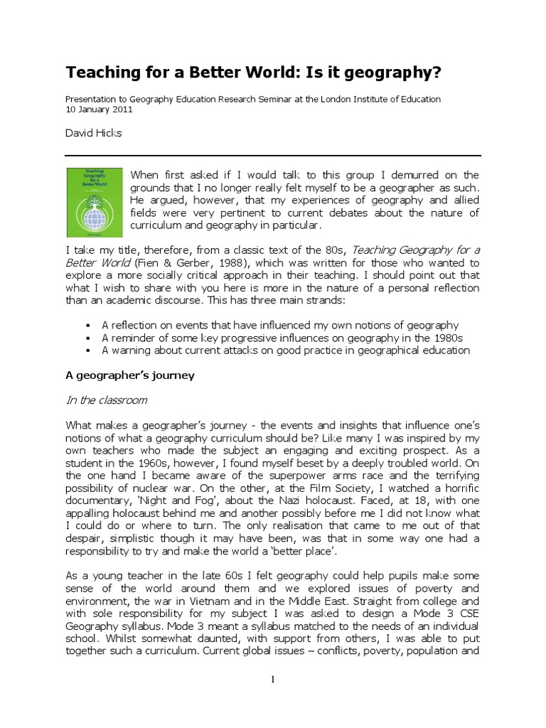 Geographical Education for Global Issues | PDF | Curriculum | Ideologies