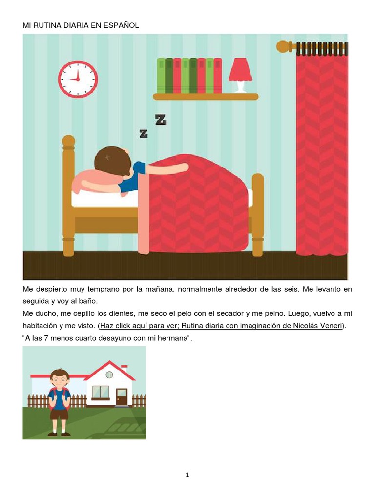 Mi rutina diaria en español | PDF | Ocio