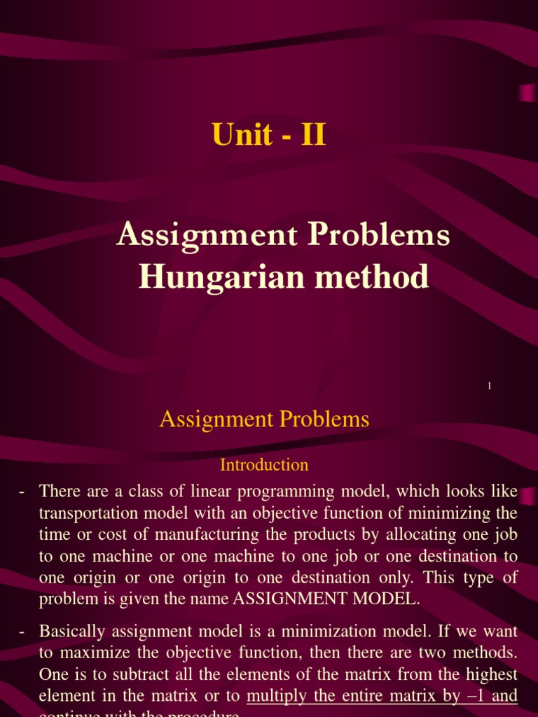 Assignment Problem Examples Explained | PDF | Linear Programming ...
