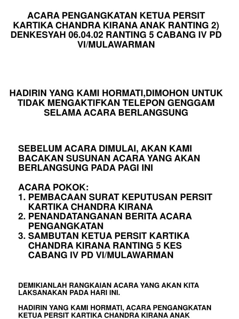 Susunan Acara Persit | PDF
