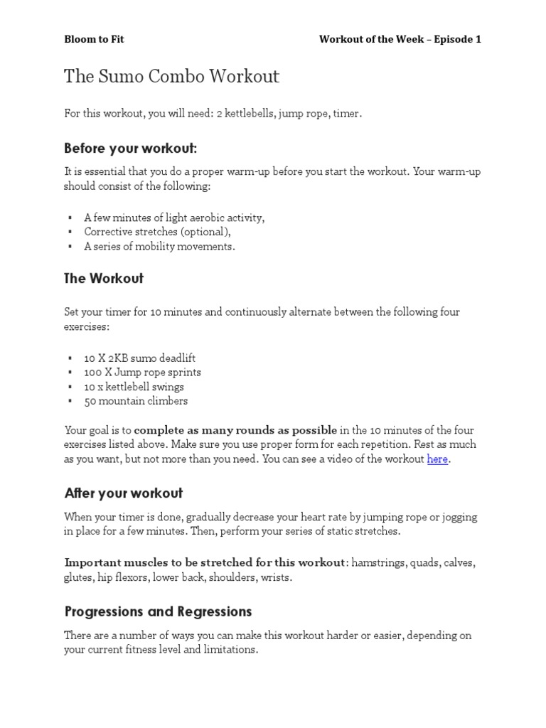 The Sumo Combo Workout | PDF | Self-Improvement