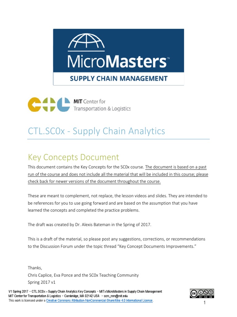 MITx SCX KeyConcept SC0x FV PDF | PDF | Linear Programming | Supply Chain