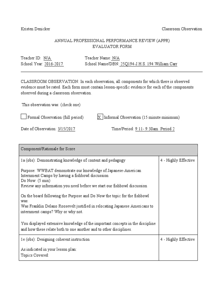 Observation Write-Up | PDF | Educational Assessment | Classroom