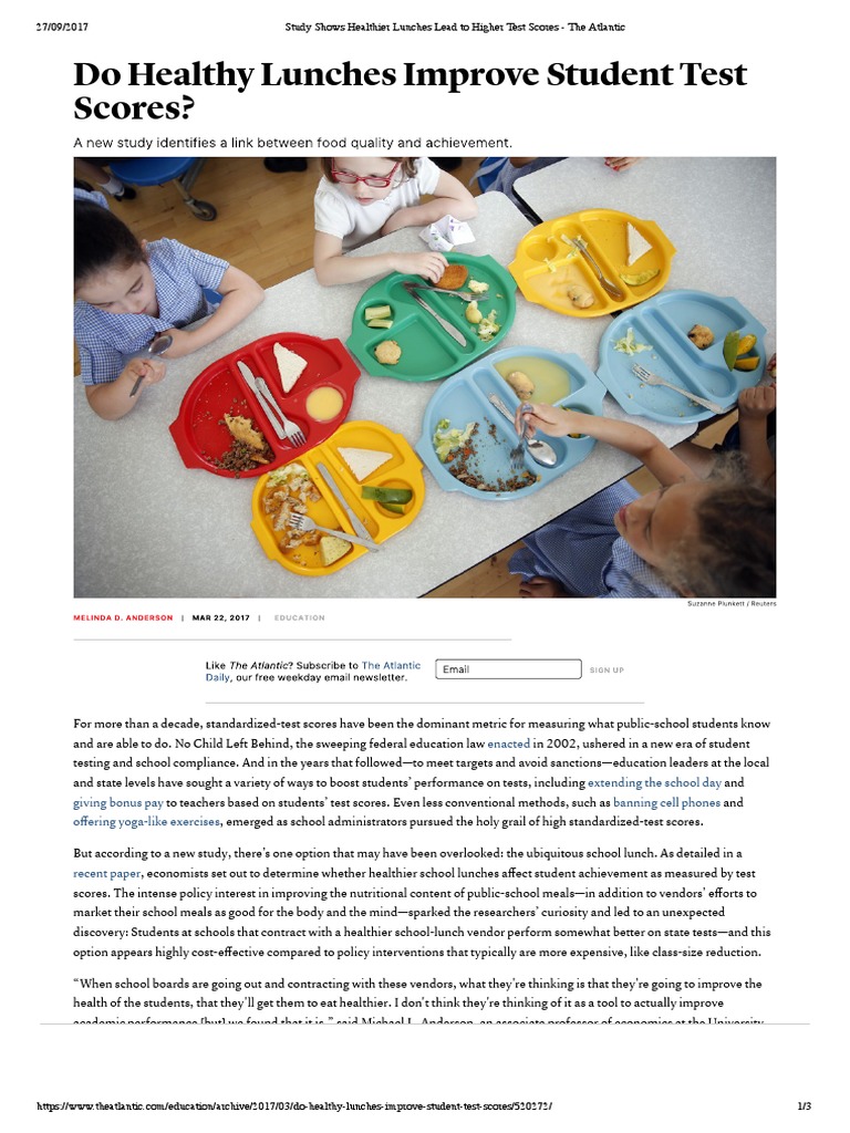 Healthier School Lunches May Boost Test Scores | PDF | School Meal ...