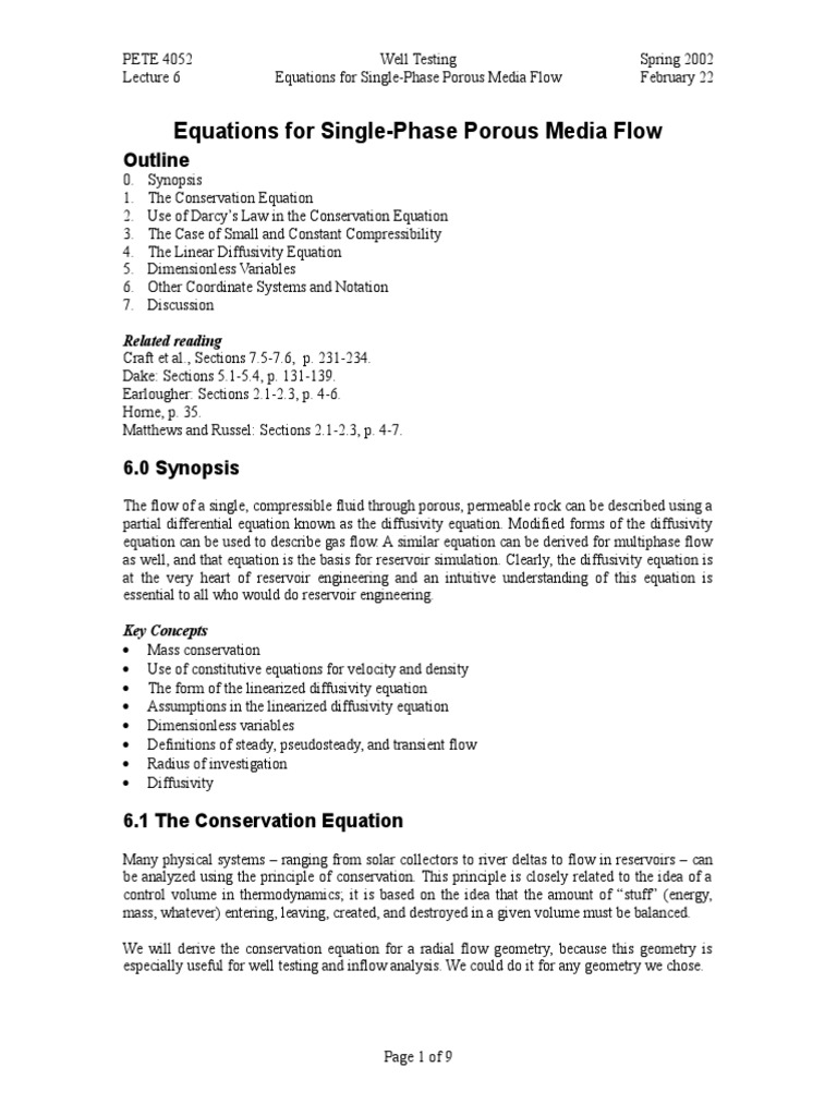 tech/Reservoir/MBE/Equations, Single Phase | PDF