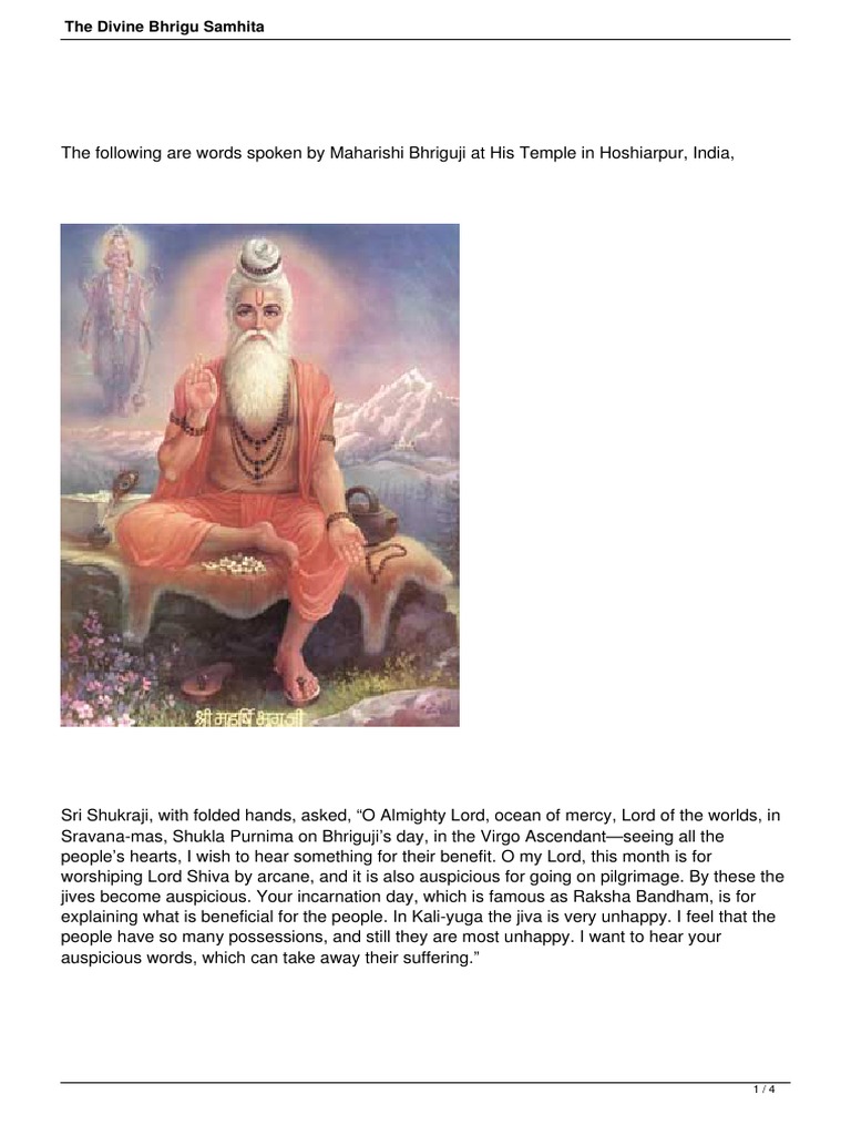 The Divine Bhrigu Samhita Teachings | PDF | Ancient Indian Philosophy ...