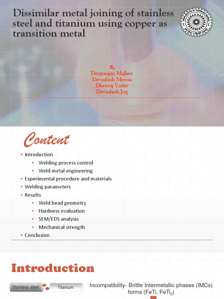 Dissimilar Metal Joining of Stainless Steel and Titanium 2 | PDF ...