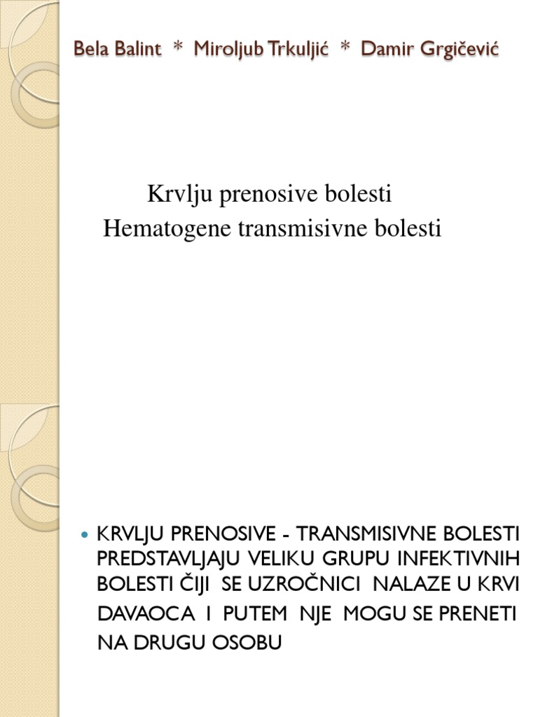 Krvlju Prenosive Bolesti | PDF