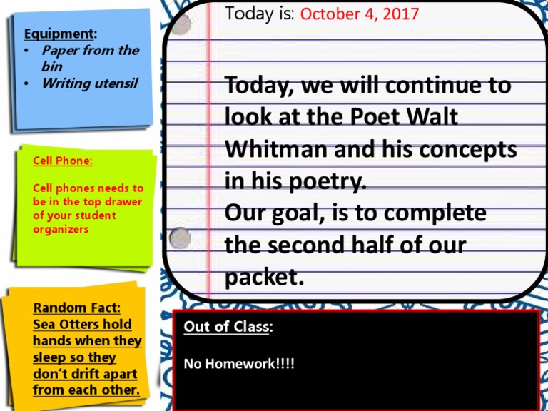 Today, We Will Continue To Look at The Poet Walt Whitman and His ...