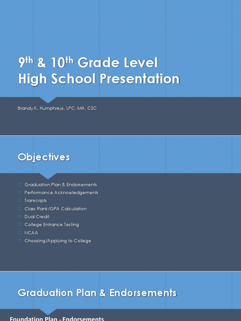 9 and 10 Grade Level Presentation | PDF | Act (Test) | Sat