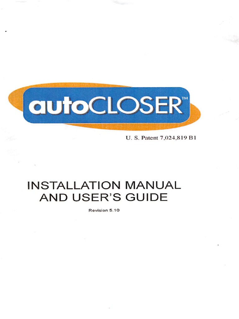 Garage Door Autocloser Manual | PDF | Screw | Door