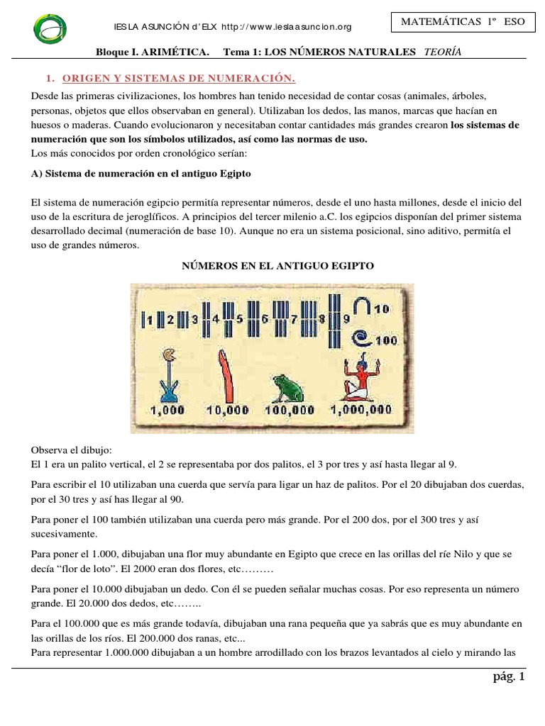 Historia de los Números Naturales | PDF | División (Matemáticas ...