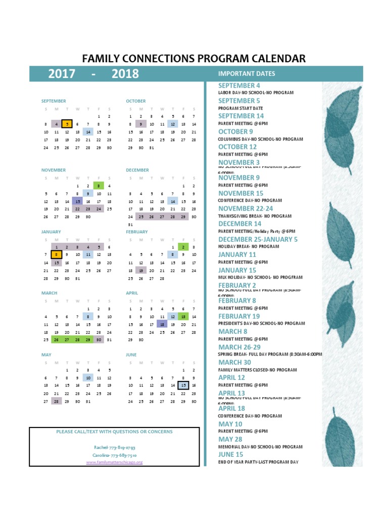 2017-2018 Calendar | PDF | Observances | Holidays