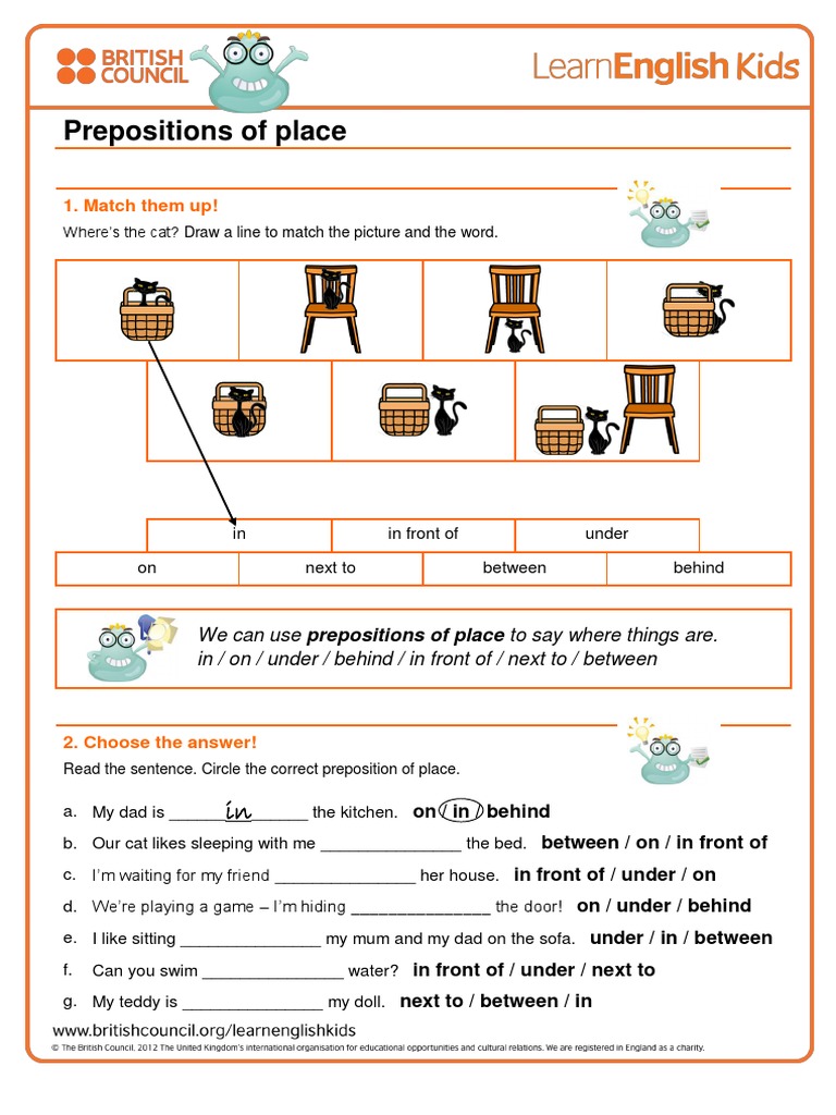 Grammar Games Prepositions of Place Worksheet PDF | PDF