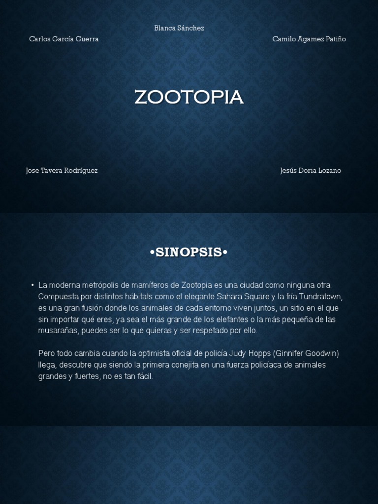 Sinopsis y personajes de Zootopia | PDF | Ficción general