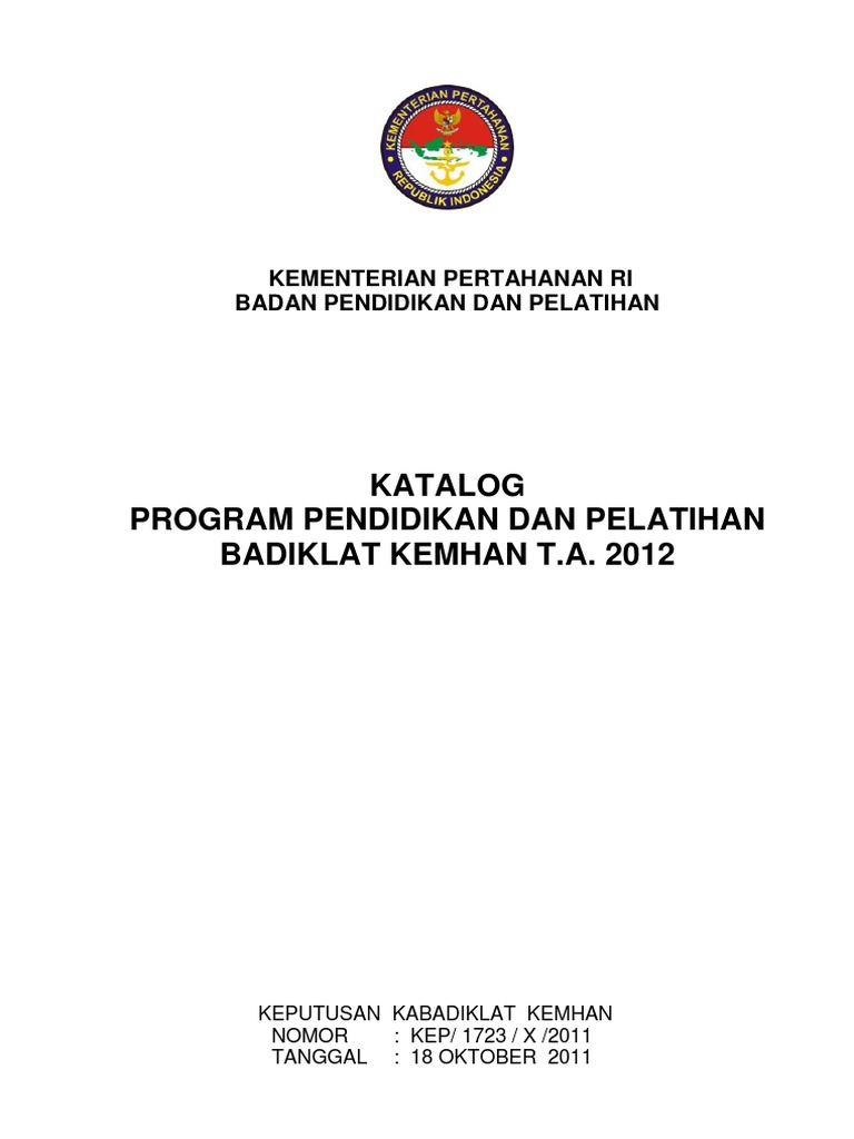Katalog Diklat Badiklat Kemhan 2012 PDF | PDF