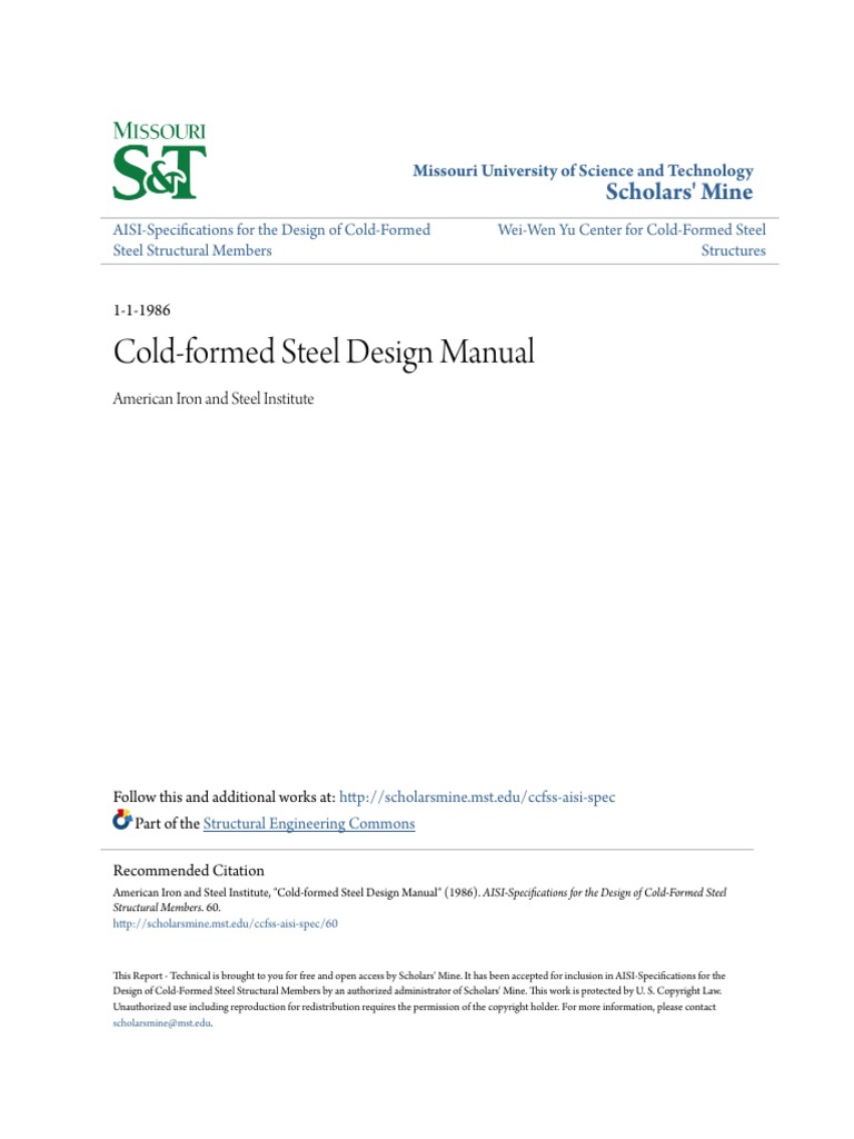 Cold-Formed Steel Design Manual 290 PDF | PDF | Building Technology ...