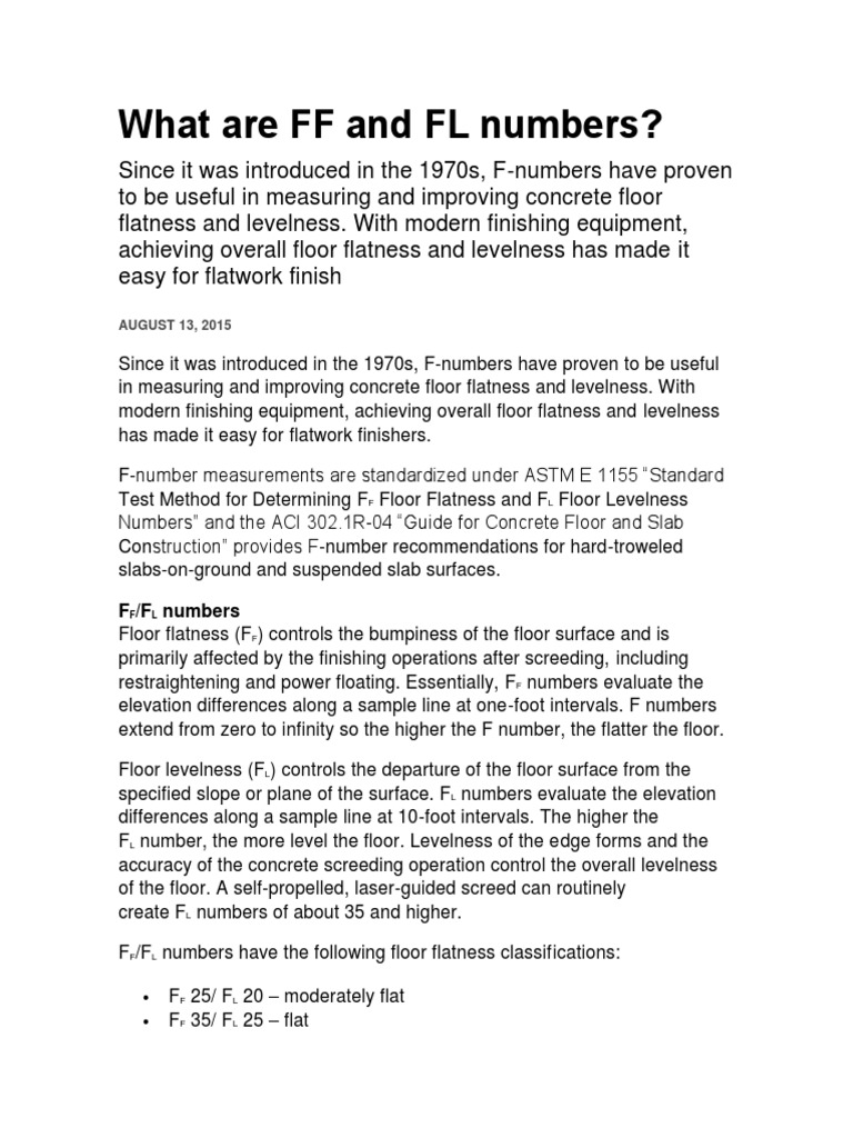 What Are FF and FL Numbers | PDF | Concrete | Nature